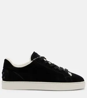 TOD'S Cassetta Shearling-lined Suede Sneakers - Black