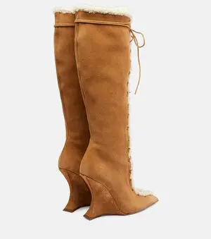 Paris Texas Nina 105 Suede Knee-high Lace-up Boots