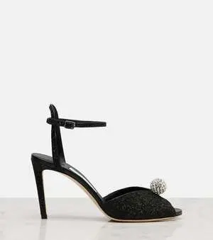 JIMMY CHOO Sacora 85 Glitter Peep-toe Sandals