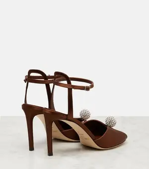 JIMMY CHOO Sacora 85 Satin Peep-toe Sandals - Brown