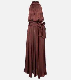 Poupette St Barth Nina Halterneck Maxi Dress - Brown