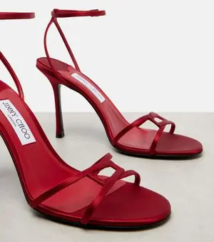 JIMMY CHOO Leo 100 Satin Sandals - Red