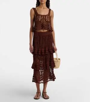 Anna Kosturova Crochet Cotton Crop Top - Brown