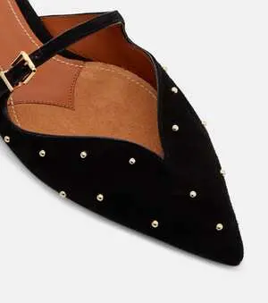 Zimmermann Aura Studded Suede Mules - Black