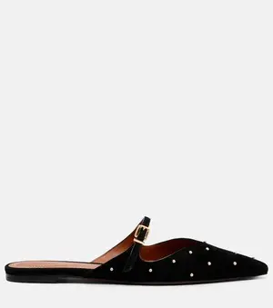 Zimmermann Aura Studded Suede Mules - Black