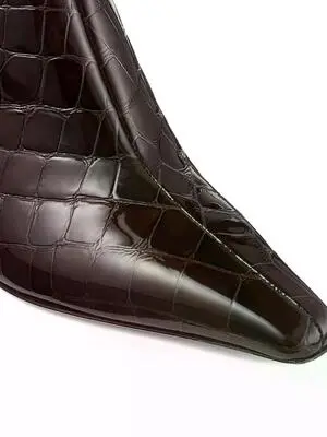 JIMMY CHOO Agathe 85 Croc-embossed Knee Boots - Brown
