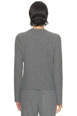Donni. Sweater Rib Cardigan - Charcoal Grey