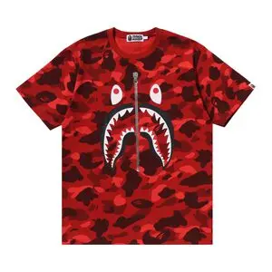A BATHING APE Color Camo Shark Tee - Red