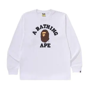 A BATHING APE College Long-sleeve Tee - White