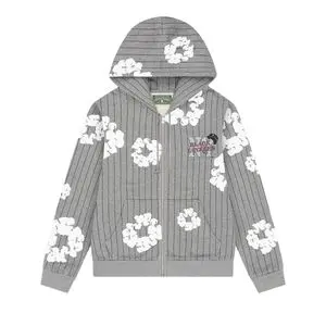 DENIM TEARS Pinstripe Wreath Zip Hoodie - Grey