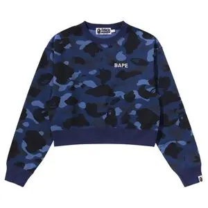 BAPE Color Camo Cropped Crewneck Sweatshirt 'navy - Blue