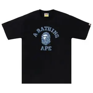 A BATHING APE Japanese Cloud Camo College Tee - Black