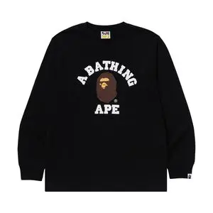 A BATHING APE College Long-sleeve Tee - Black