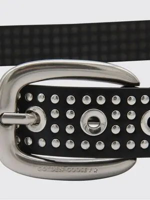 GOLDEN GOOSE Studded Leather Belt - Black