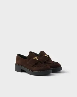 Prada Chocolate Suede Loafers - Dark Brown