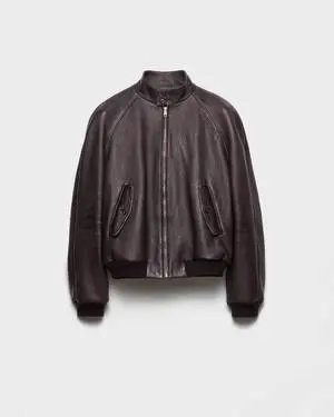 Prada Leather Bomber Jacket - Dark Brown