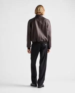 Prada Leather Bomber Jacket - Dark Brown