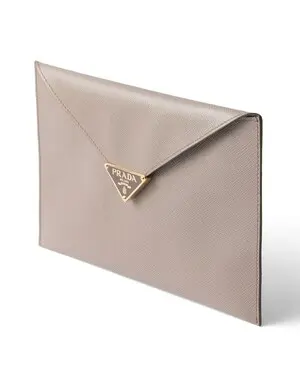 Prada Saffiano Leather Envelope Clutch - Grey