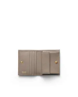 Prada Small Saffiano Leather Wallet - Grey