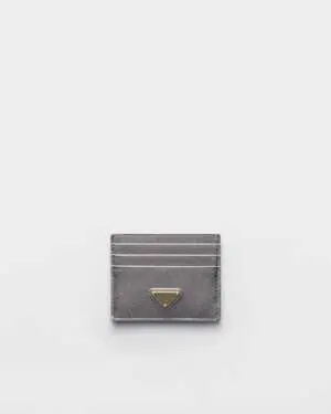Prada Saffiano Leather Card Holder Chrome