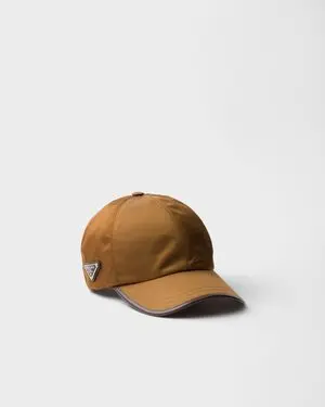 Prada Re-Nylon And Leather Baseball Cap Brandy