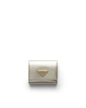 Prada Small Saffiano Leather Wallet Gold/silver