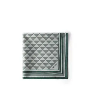 Prada Jacquard Silk Scarf 90x90 - Green