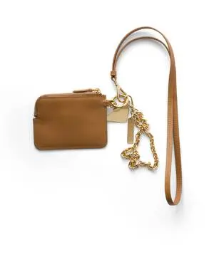 Prada Saffiano Leather Card Holder With Shoulder Strap - Brown