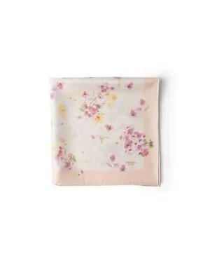Prada Printed Silk Twill Scarf - Pink