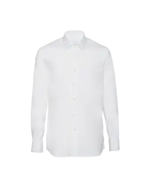 Prada Stretch Poplin Tuxedo Shirt - White