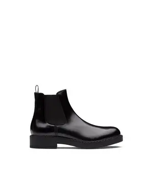 Prada Brushed Leather Chelsea Boots - Black