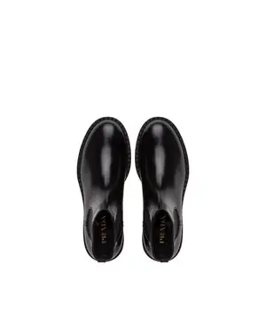 Prada Brushed Leather Chelsea Boots - Black