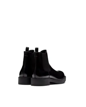 Prada Brushed Leather Chelsea Boots - Black