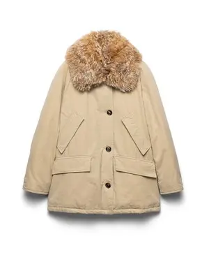 Prada Medium-Weight Old Panama Cotton Down Jacket Neutral