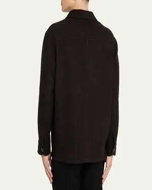 Brioni Wool Herringbone Overshirt - Brown