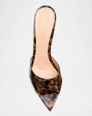 GIANVITO ROSSI Elle Leopard Patent Leather Mule Pumps