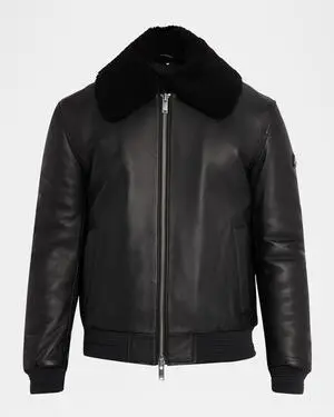 Moose Knuckles Toba Bomber Jacket With Shearling Collar