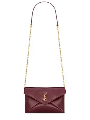 Saint Laurent Clutch Bag With Chain - Bordeaux
