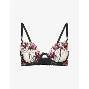 Bluebella Calista Underwired Lace Bra - Black/ Cherry Lacquer