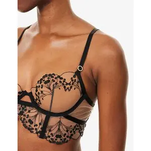 Bluebella Marisa Embroidered Sheer Wired Bra - Black/sheer