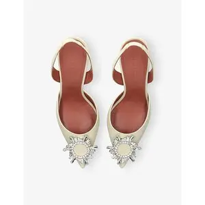 Amina Muaddi Begum 95 Leather Slingback Courts