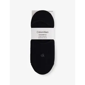 Calvin Klein Logo No-show Stretch-cotton Socks - Black