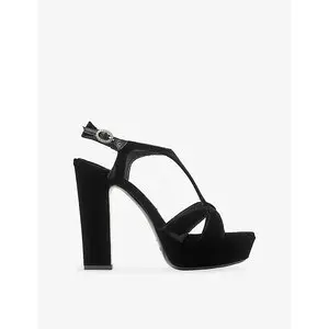 JIMMY CHOO Kesia 120 Velvet Platform Sandals - Black