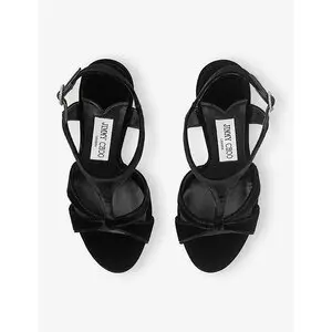 JIMMY CHOO Kesia 120 Velvet Platform Sandals - Black