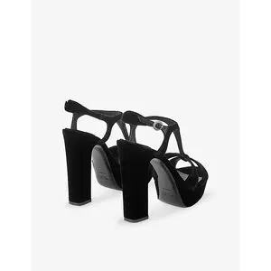 JIMMY CHOO Kesia 120 Velvet Platform Sandals - Black