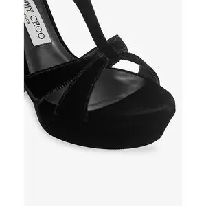 JIMMY CHOO Kesia 120 Velvet Platform Sandals - Black