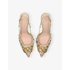 Valentino Garavani Vlogo Signature 80 Sequin-embellished Slingback Pumps