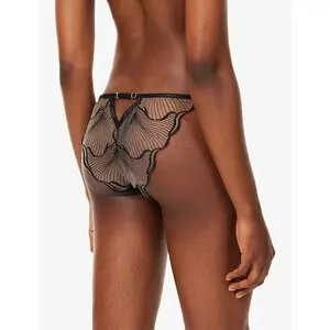 Bluebella Marabel Embroidered Lace Briefs - Black/sheer