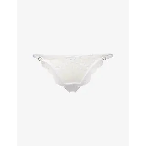 Bluebella Marisa Embroidered Mesh Briefs - White/sheer
