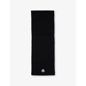 Moncler Brand-patch Ribbed Wool Scarf - Black